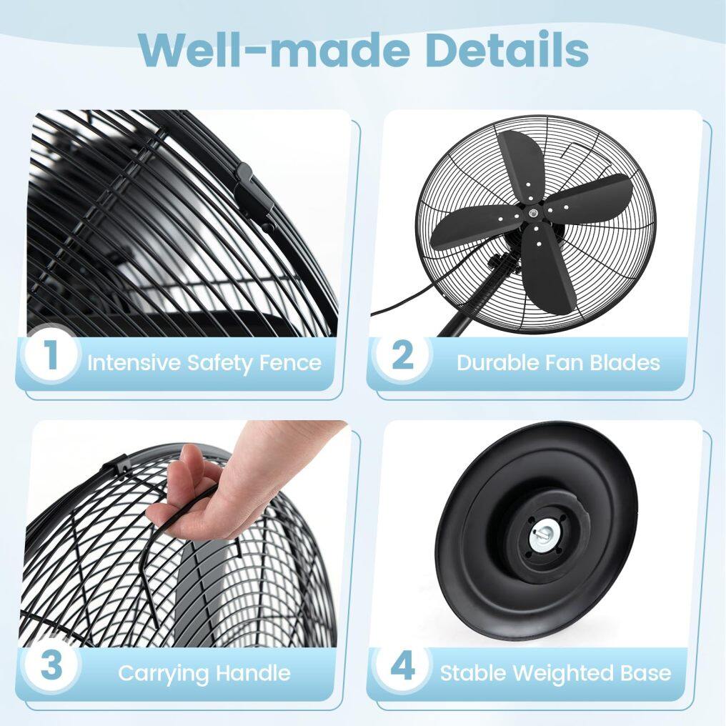 ARLIME Pedestal Fan, 16 Inch Oscillating Fan w/ 3 Speeds & Adjustable ...